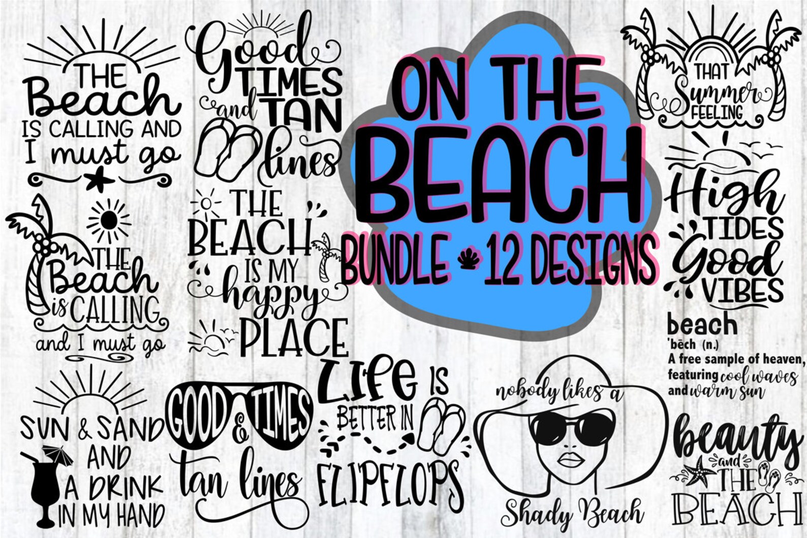 BEACH BUNDLE 12 Designs on the Beach Good Vibes Shady - Etsy