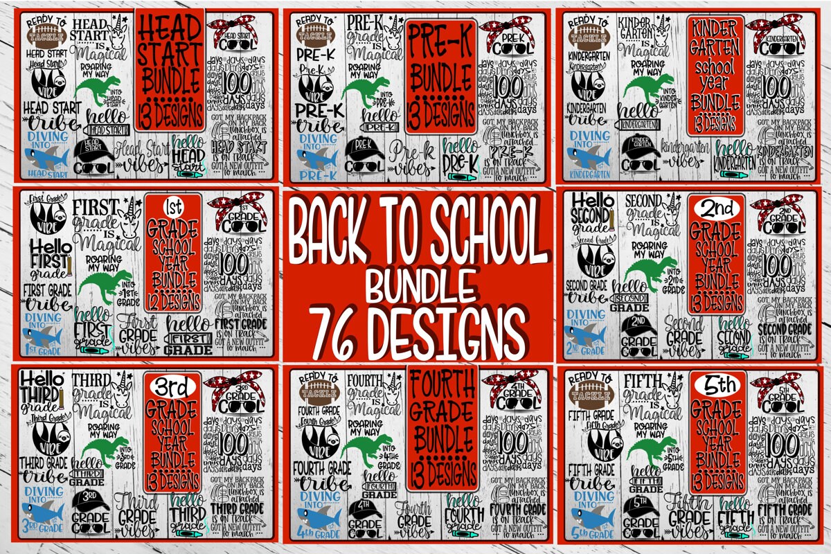 BACK TO SCHOOL Bundle 8 Bundles Incl 76 Designs Head | Etsy