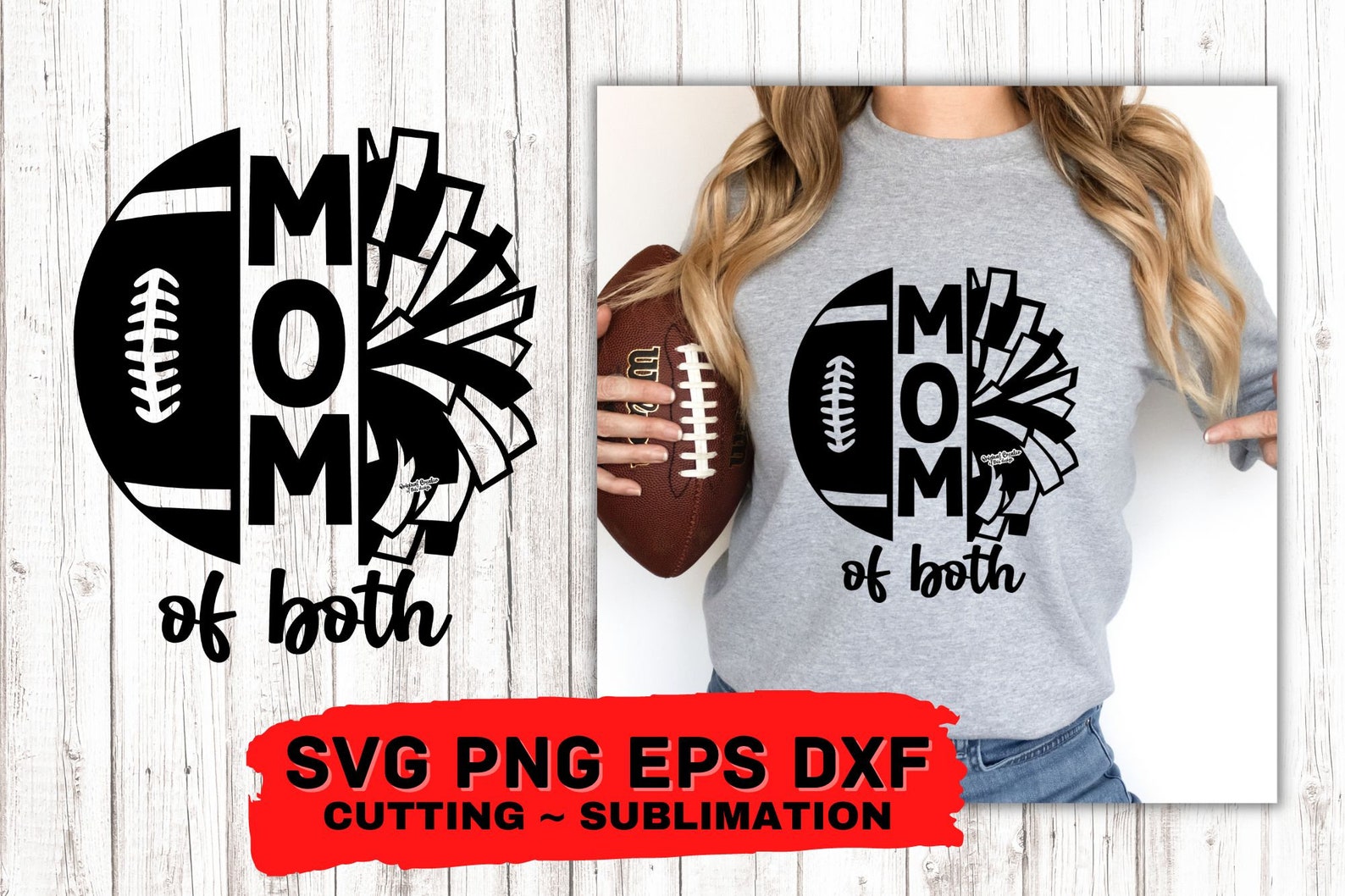 Football Cheer Mom Of Both Svg Friday Night Football Mom Etsy