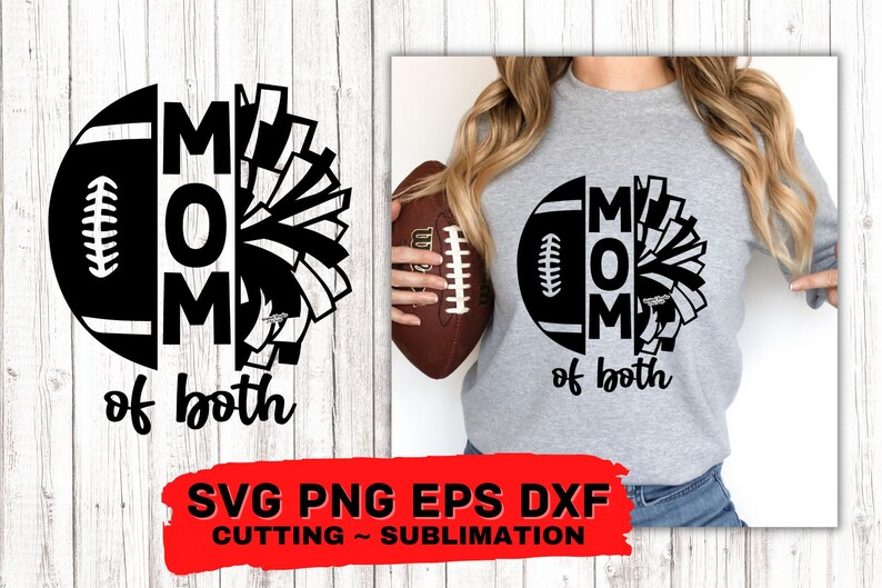 Football Cheer Mom of Both Svg Friday Night Football Mom Football Split ...