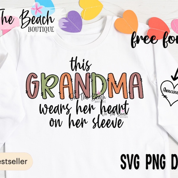 Grandma Wears Her Heart on Her Sleeve Hoodie - Etsy