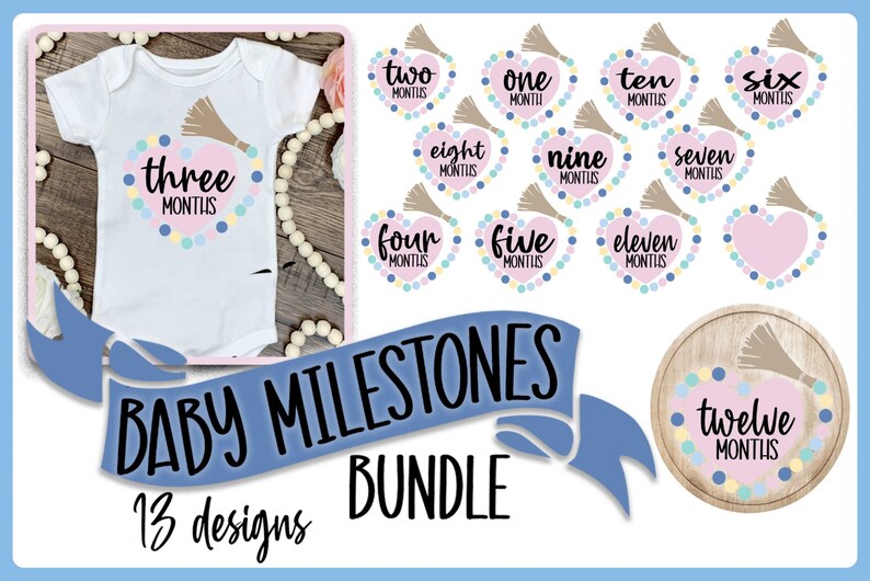 Baby Milestone SVG Bundle 15 Baby Announcement Hello World | Etsy