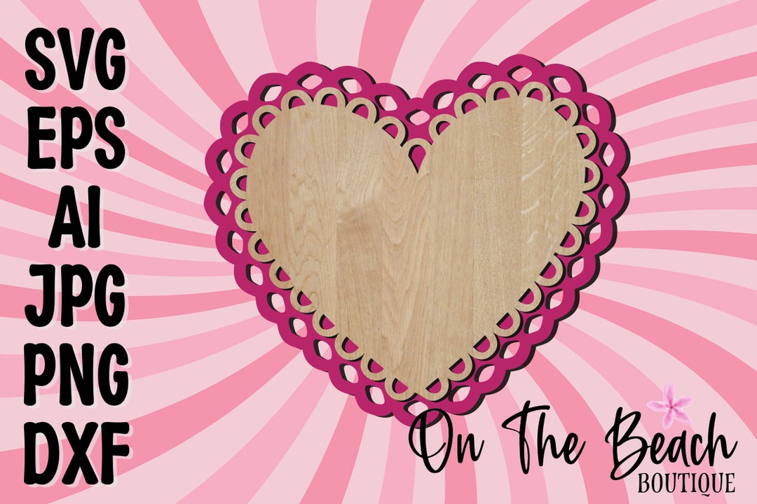 Heart Lace Doily Heart Gift Tag SVG Valentines Day SVG Doily Heart Svg ...