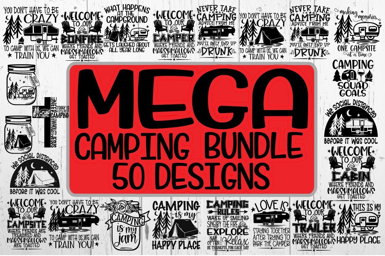 MEGA Camping Bundle 50 Designs Camping Bucket Camping - Etsy