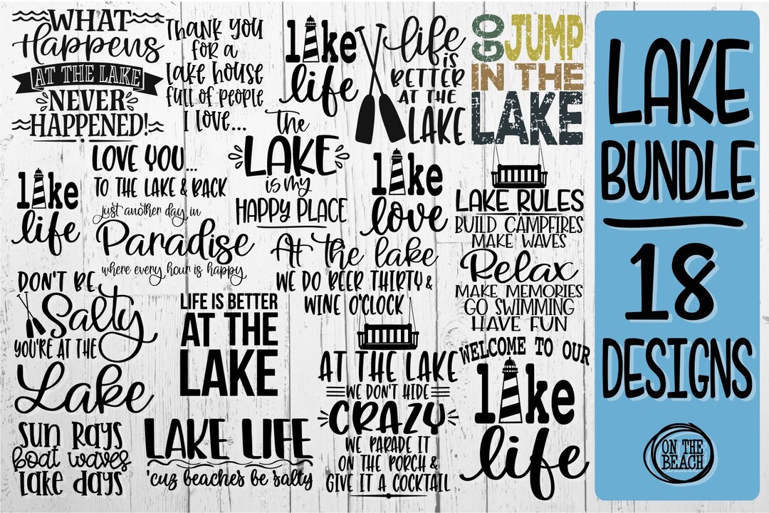LAKE BUNDLE, 18 Designs, Love Lake, Love Lake Svg, Lake Rules Svg ...