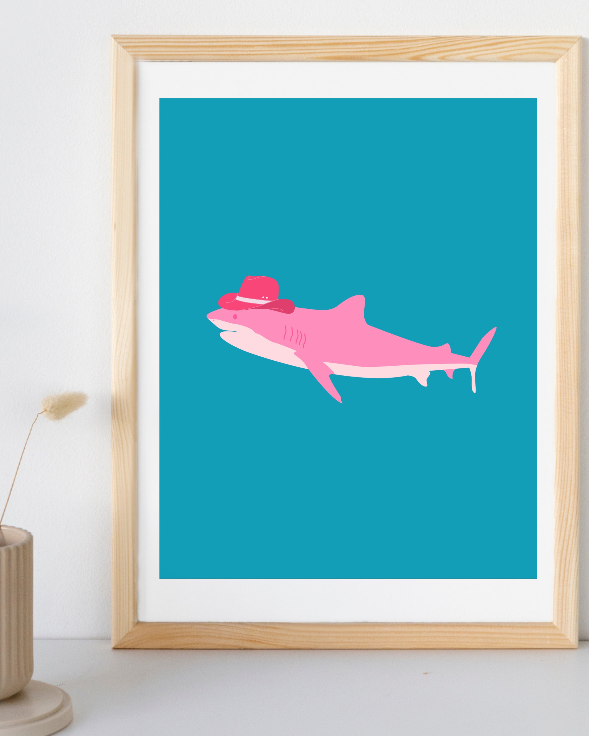 Cowboy Shark Print | Coastal Wall Art - Etsy