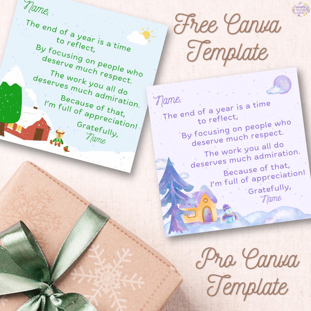 General End of Year Thank You 4”x4” Gift Tag, Free & Pro Canva ...