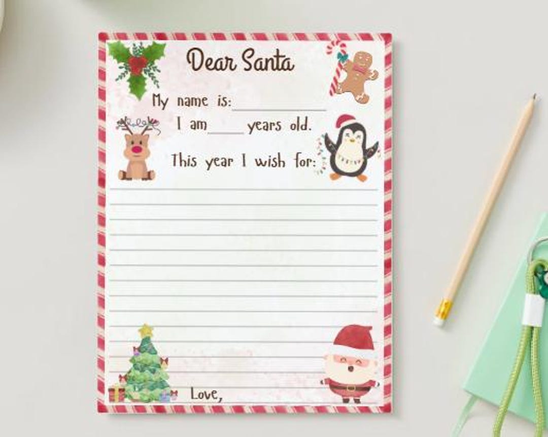 A Letter to Santa (instant Digital Pdf Download) - Etsy