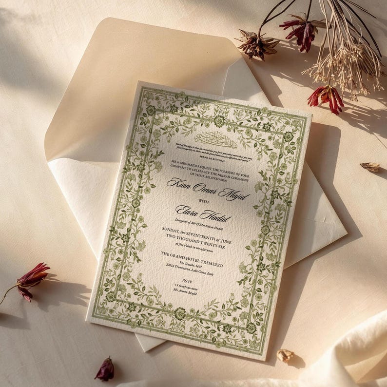 Floral Arabic Wedding Invitation Template A5 (digital Download) - Etsy