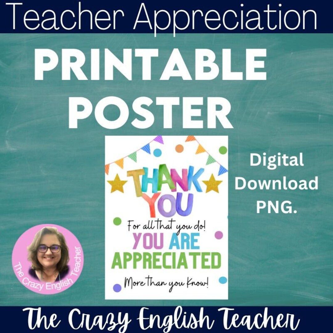 Teacher Appreciation Week Poster Digital Download PNG - Etsy