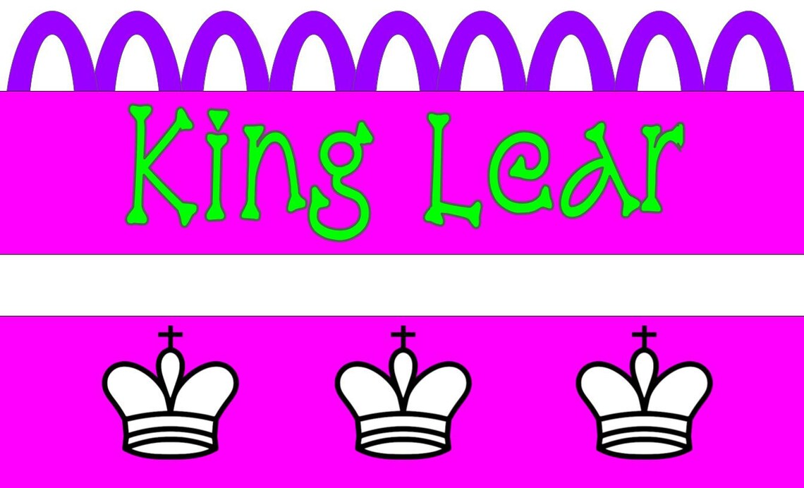 Shakespeare's King Lear Character Educational Printable Hats and ...