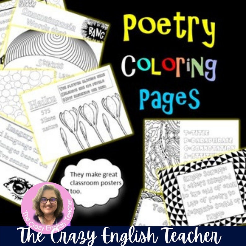 Poetry Coloring Pages Educational Printable - Etsy