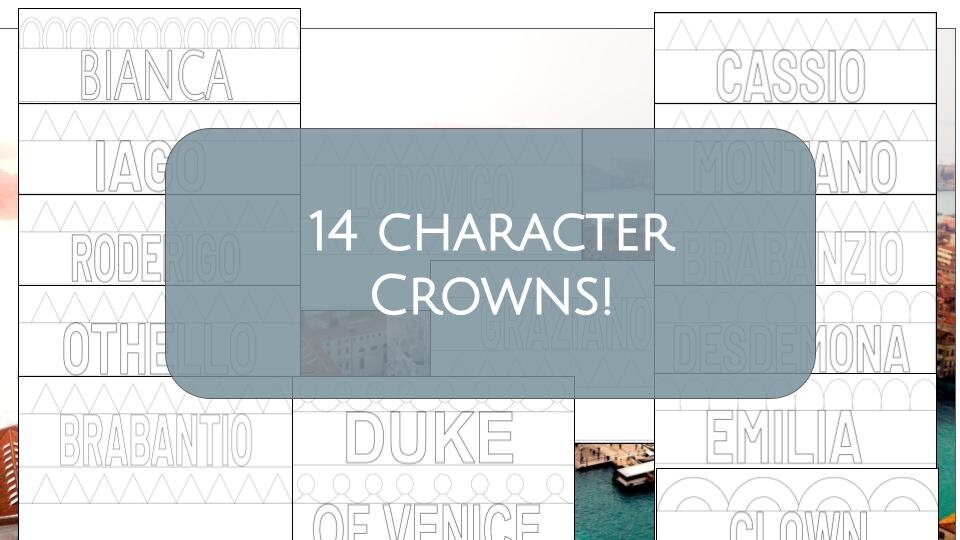 Shakespeare's Othello Character Educational Printable Hats and ...