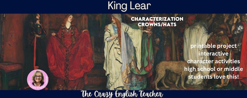 Shakespeare's King Lear Character Educational Printable Hats and ...