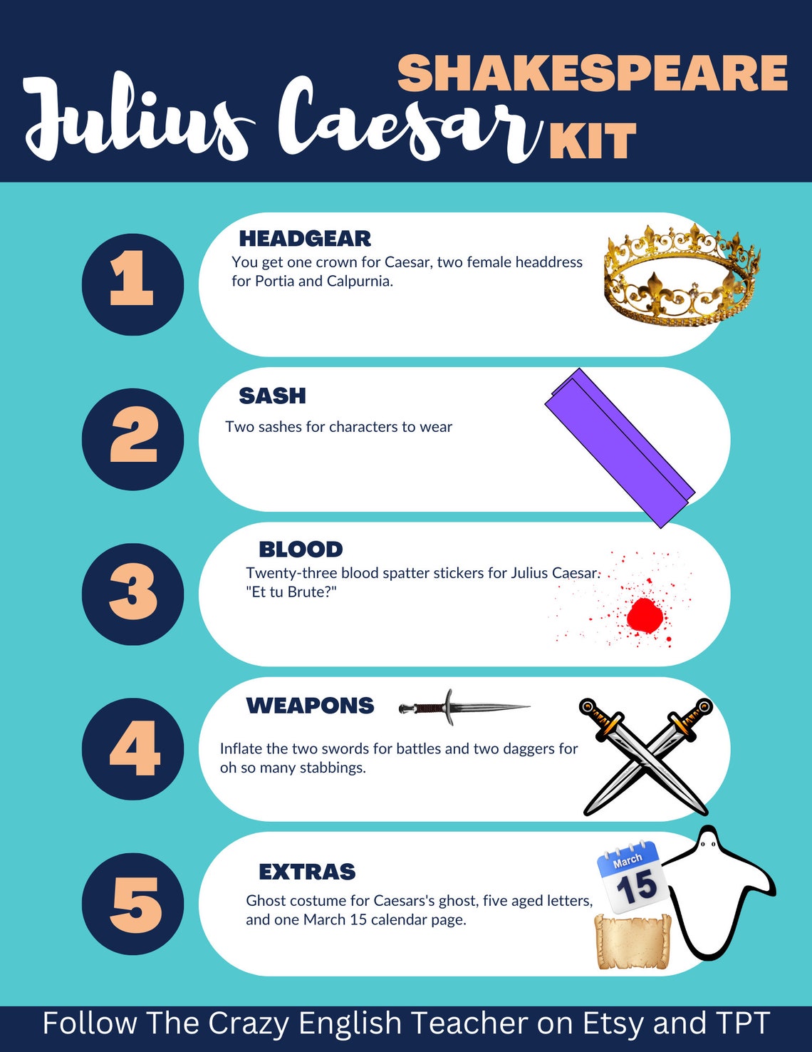 Shakespeare Julius Caesar Teaching Props Kit - Teacher Made - Teacher ...