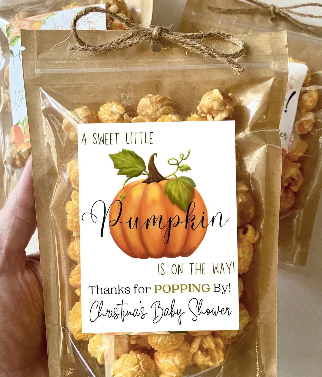 A Little Pumpkin Baby Shower Favors Popcorn Treat Bags A Sweet Little ...