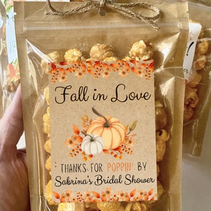 Fall in Love Bridal Shower Favor Fall Wedding Popcorn Bag Pumpkin ...