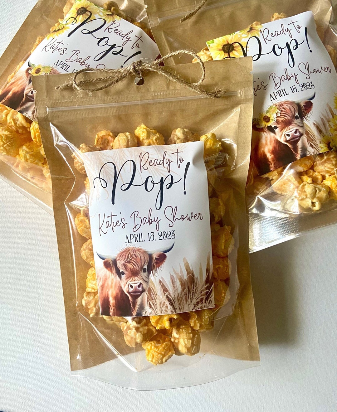 Highland Cow Baby Shower Favor Ready to Pop Popcorn Treat Bags - Etsy