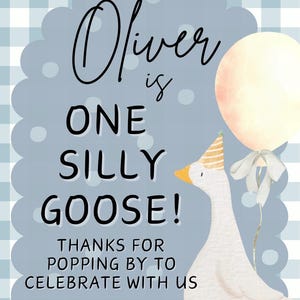 ONE Silly Goose Birthday Party Favors Boy First Birthday Party Decor ...
