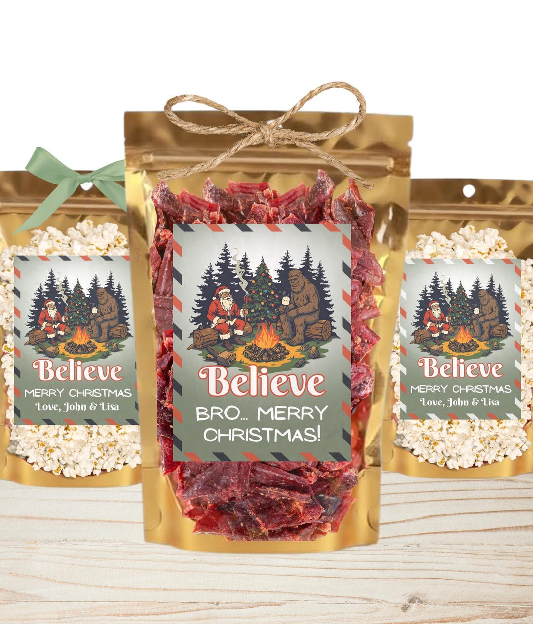 Bro Mens Boys Christmas Gifts Big Foot Beef Jerky Popcorn Food Bags ...