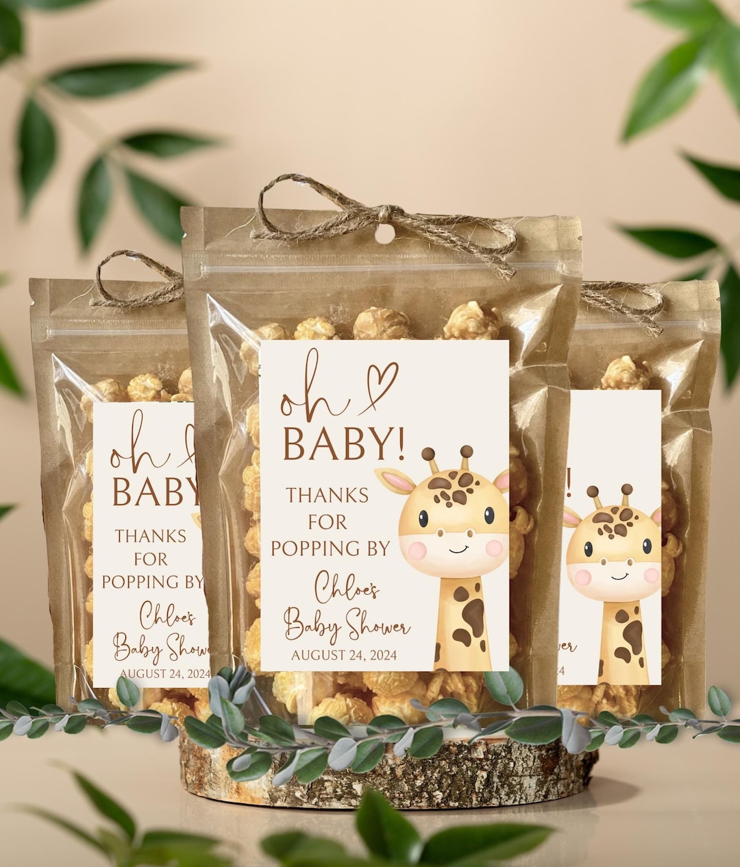 Giraffe Baby Shower Favors Oh Baby Safari Jungle Party Ready to Pop ...