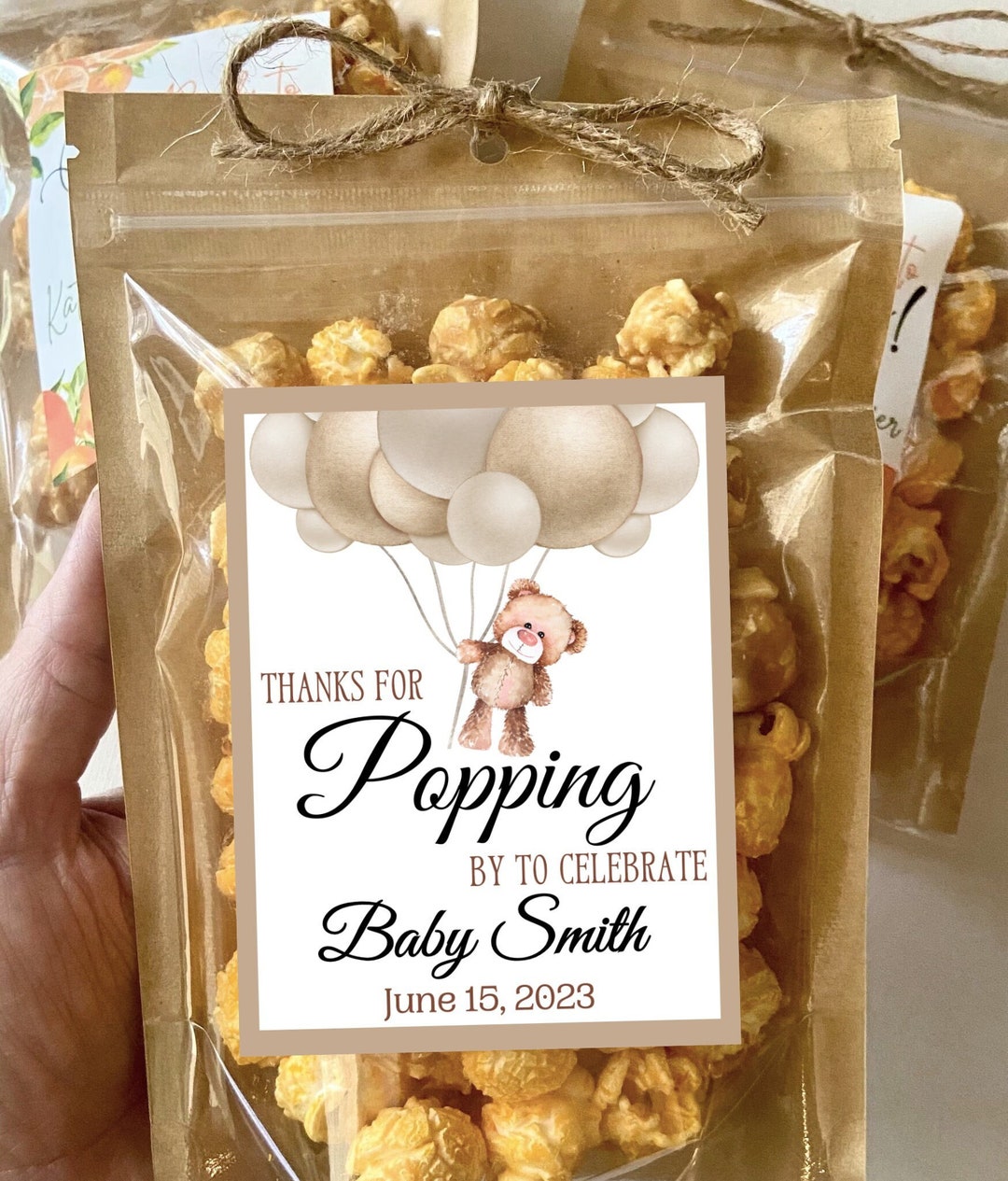We Can Bearly Wait Teddy Bear Baby Shower Favors Ready to Pop Popcorn ...