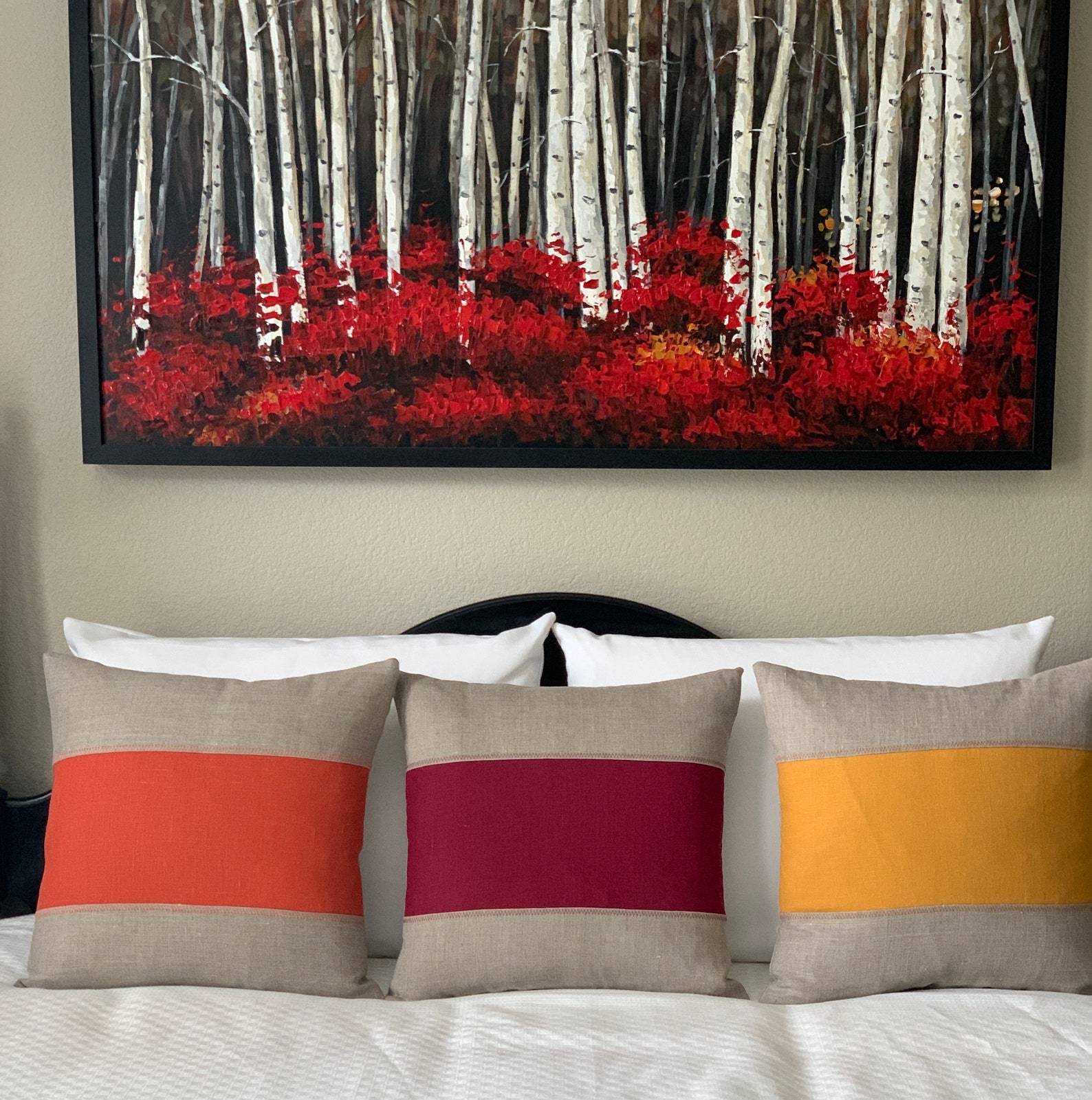 Rustic Modern Pillow Cover in Rustic Natural and Dulse Linen Designed ...