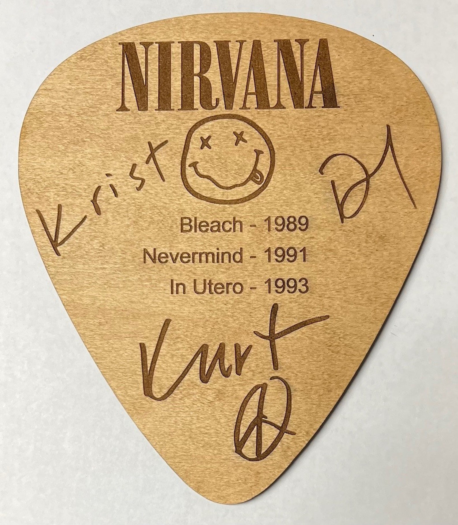 Nirvana EXTRA LARGE Guitar Pick With Discography and Facsimile ...