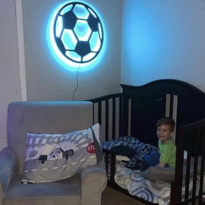 Soccer Ball LED Light up Sign W/ Remote Wood 24" Sport Decor - Etsy