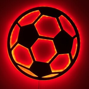 Soccer Ball LED Light up Sign W/ Remote Wood 24" Sport Decor - Etsy
