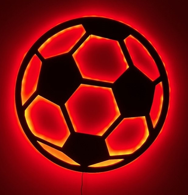 Soccer Ball LED Light up Sign W/ Remote Wood 24" Sport Decor - Etsy