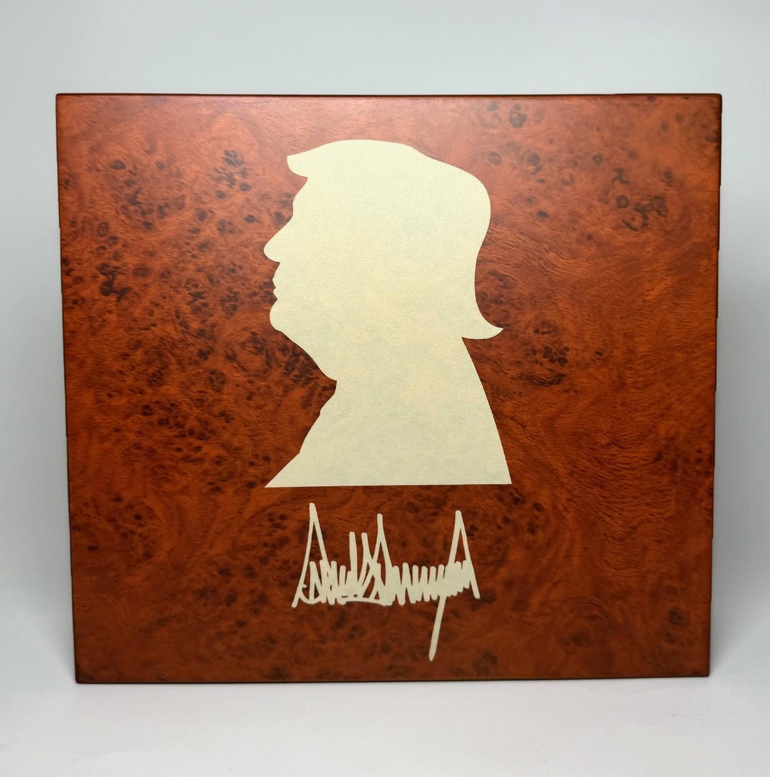 President Donald Trump Cigar Humidor Silhouette W/ Facsimile Autograph ...