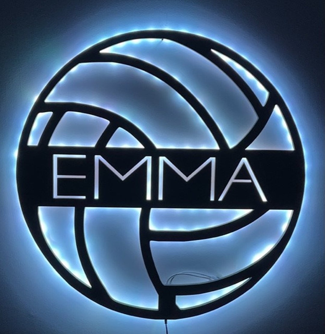 Personalized Volleyball LED Light up Sign W/ Remote Wood 24" Sport ...