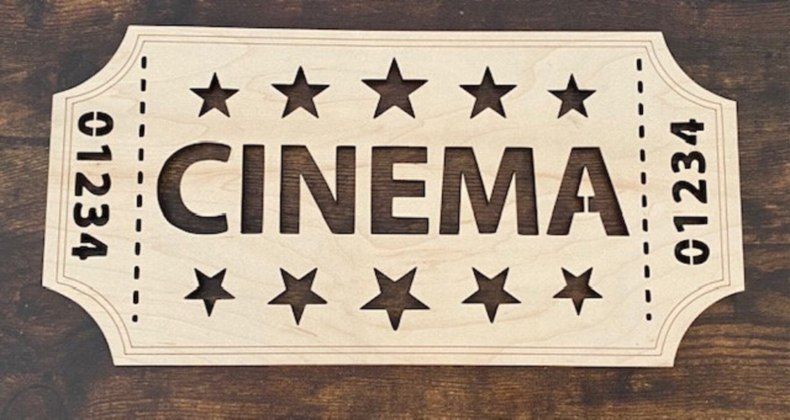 Cinema Movie Ticket Wood Sign Home Theater Decor Wall Art - Etsy