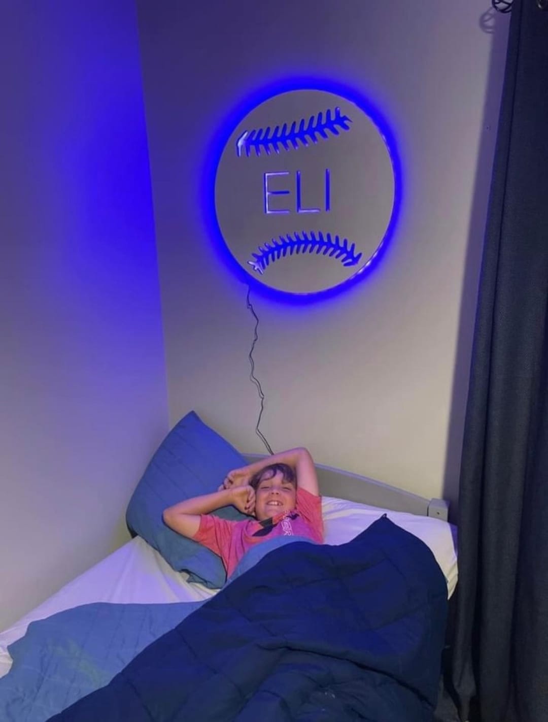 Personalized Baseball LED Light up Sign W/ Remote Wood 24" Sport Decor ...