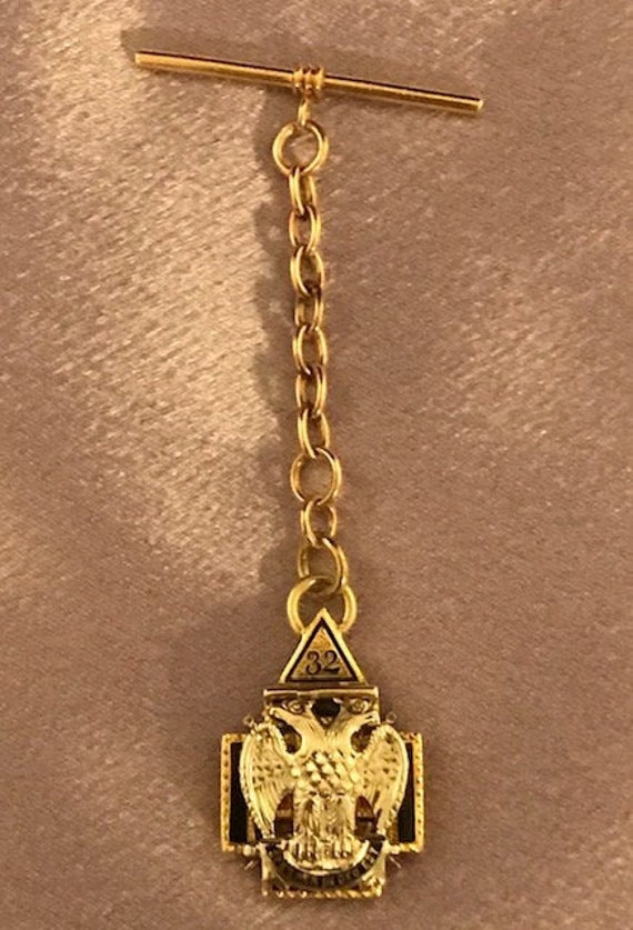 1920 Royal Arch Masonic Rite Keystone 10k Gold Colorf… - Gem