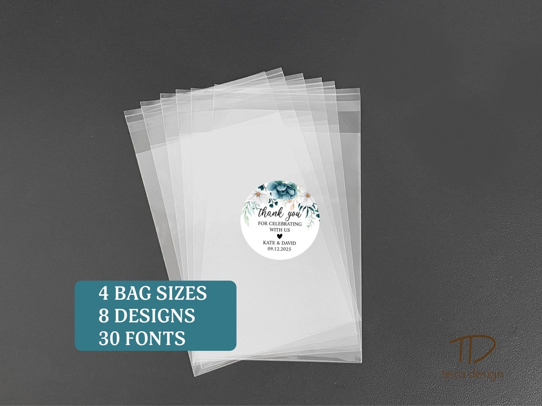 Custom Favor Treat Bags With Labels Sticker - 3x4in, 4x6in, 5x7in ...