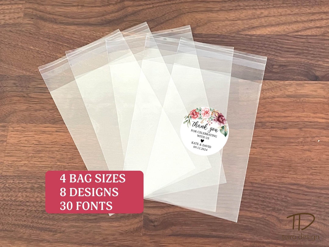 Custom Favor Treat Bags With Labels Sticker - 3x4in, 4x6in, 5x7in ...