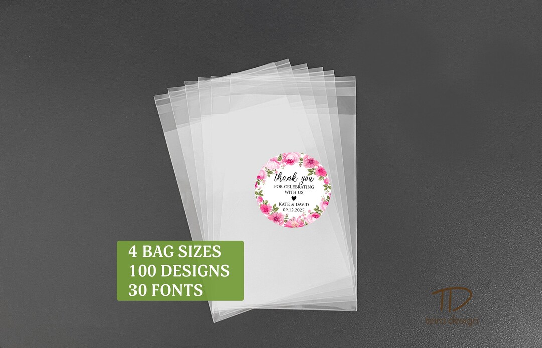 Personalized Party Favor Bags With Custom Labels - Self-seal Treat Bags ...