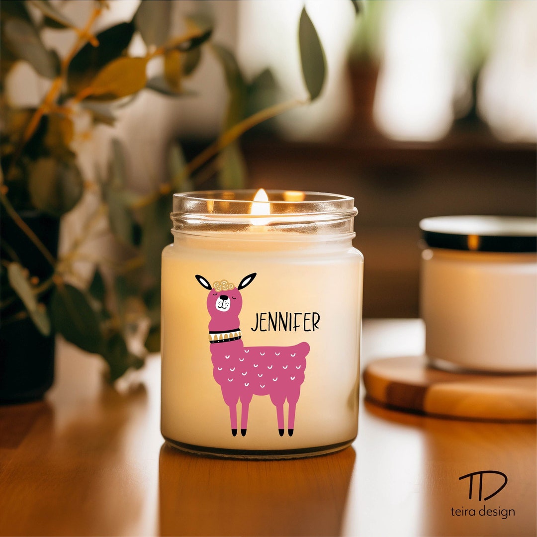Personalized Cute Lama Candle With Name, Gift for Women, Custom Funny ...