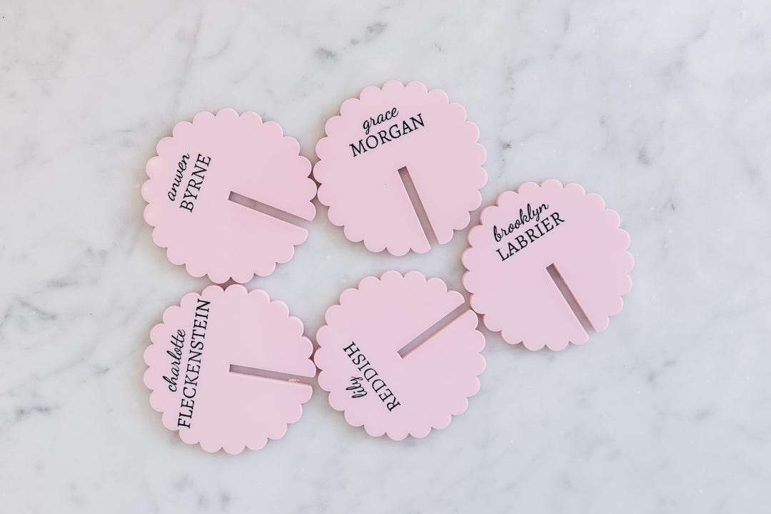Personalized Scallop Acrylic Drink Tags, Bridal and Baby Shower ...