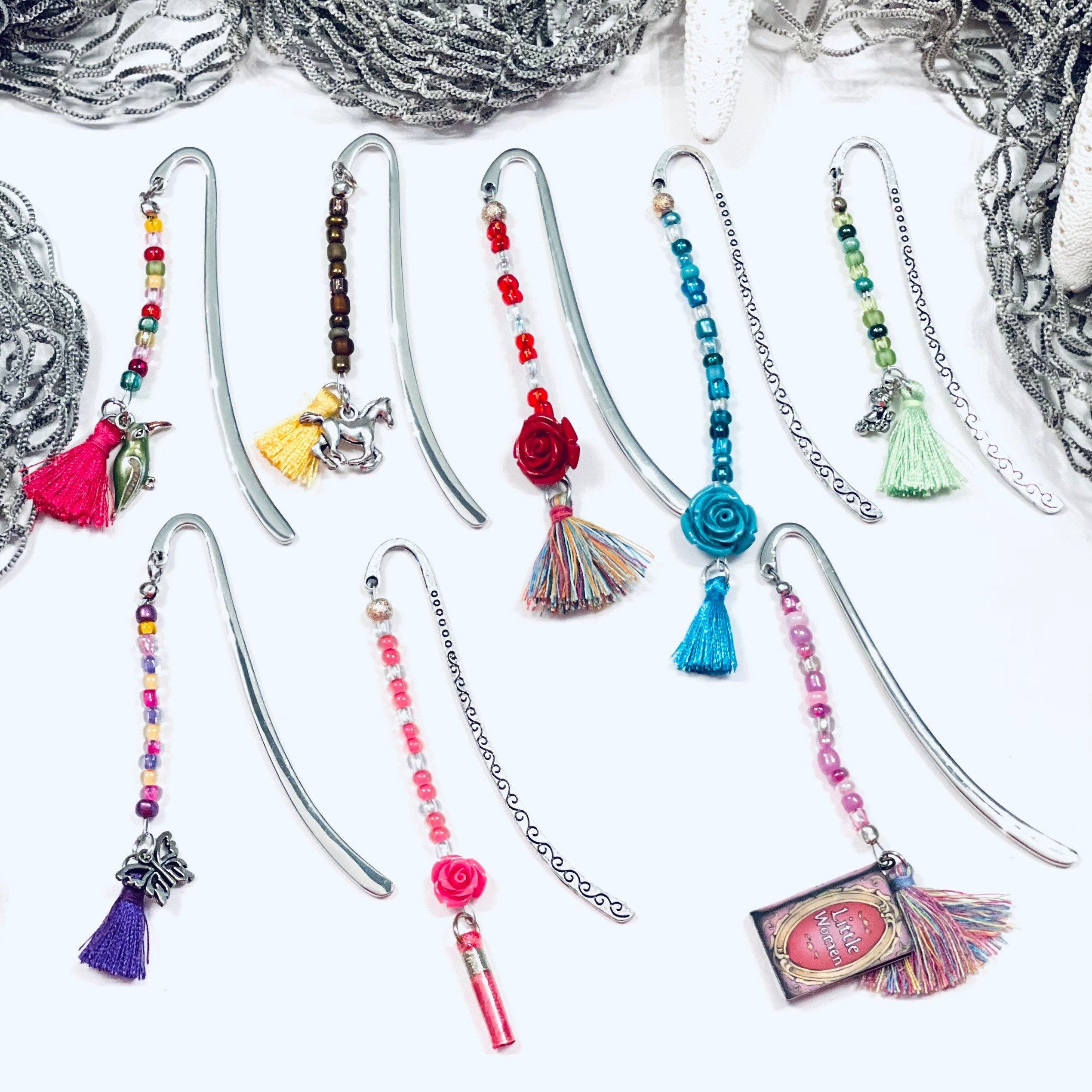 Hand Beaded Metal Bookmarks Bookmark with Tassel Metal | Etsy