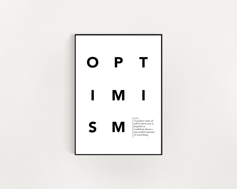 Optimism Print PRINTABLE Definition Wall Art Quote | Etsy