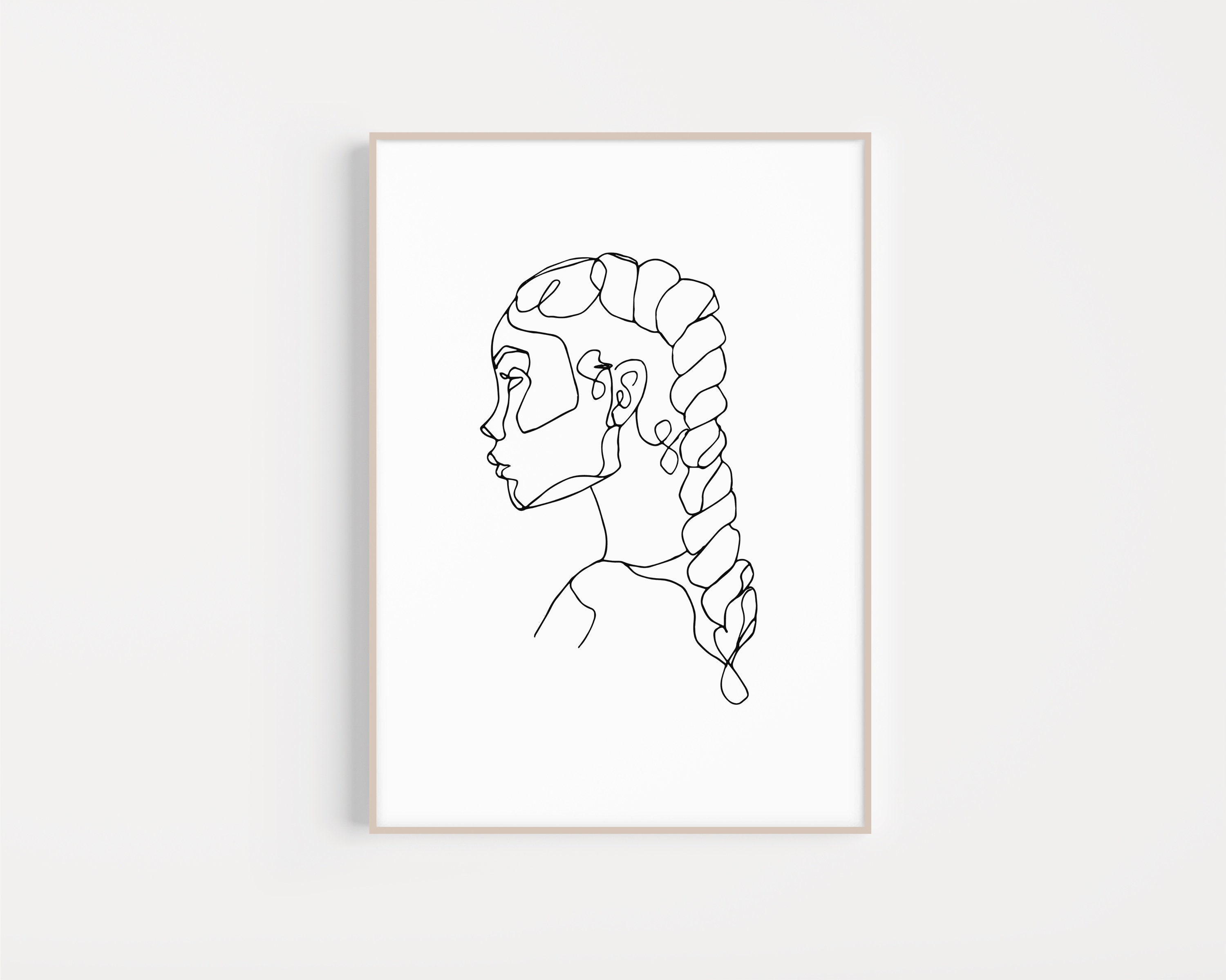 Braided Natural Hair Female WOC Print PRINTABLE Aesthetic Minimalist ...