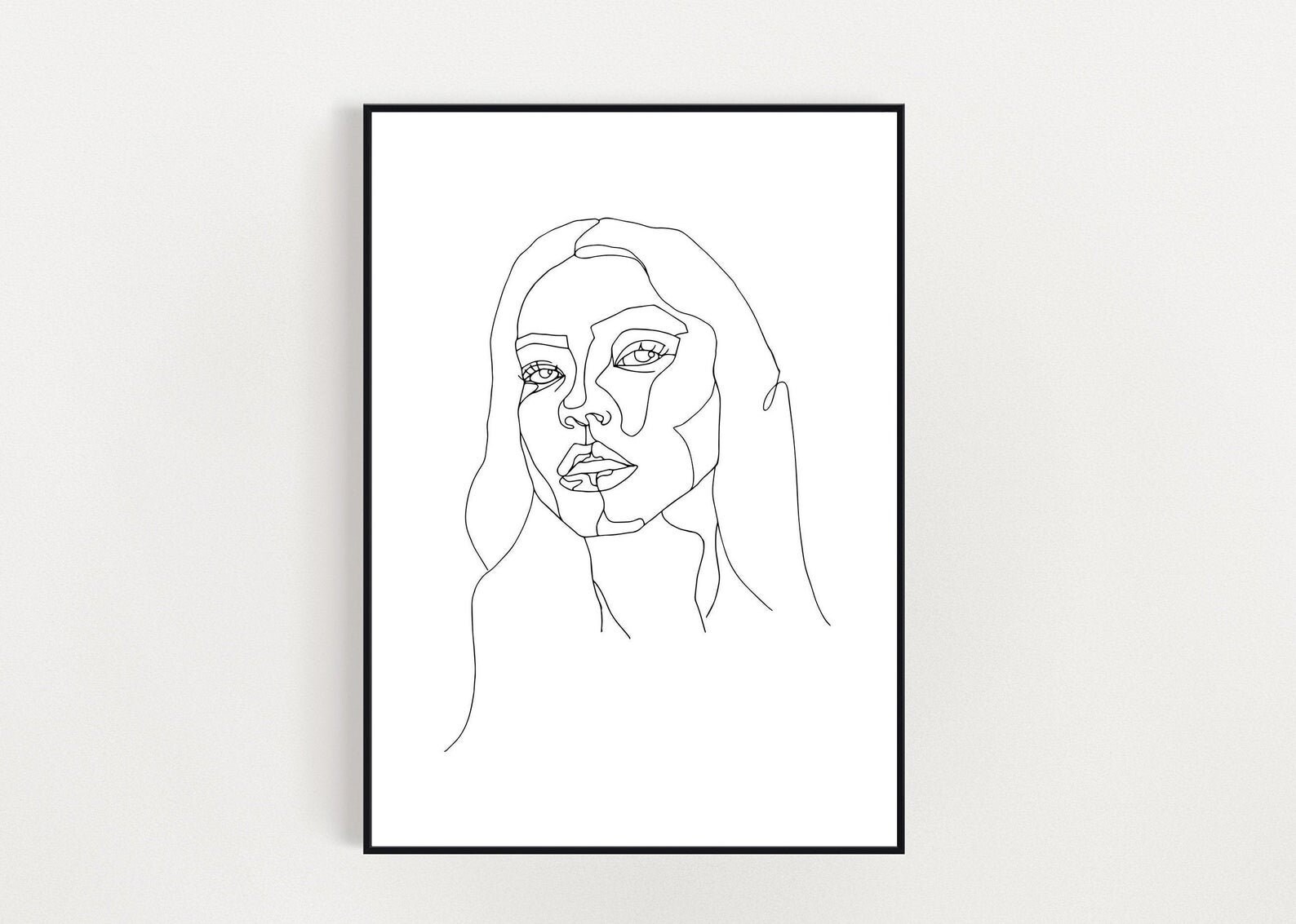 HER | ART PRINT | Minimal Line Drawing Face | Boho| Feminine Figure ...