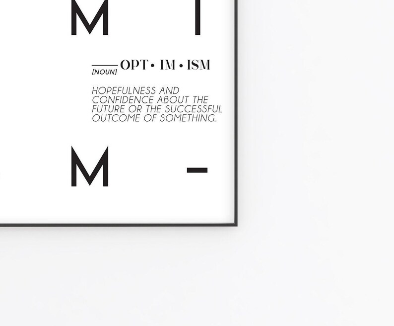 Optimism Print PRINTABLE Definition Wall Art Quote - Etsy