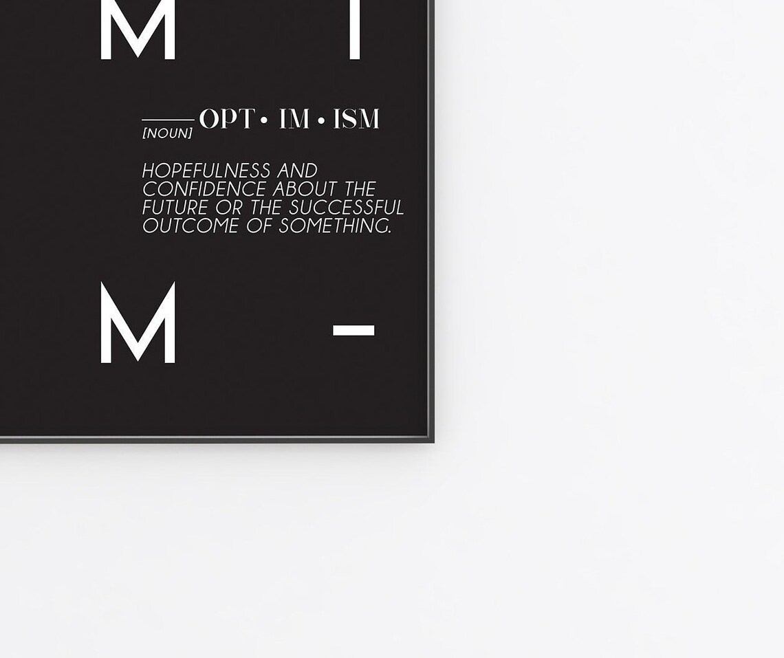 Optimism Definition Print PRINTABLE Black and White - Etsy