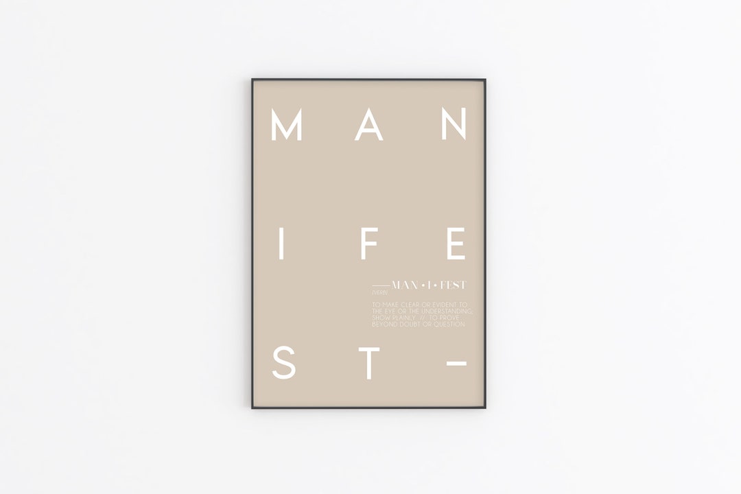 Manifest Definition Print | DIGITAL ART | Minimal Tan Wall Art ...