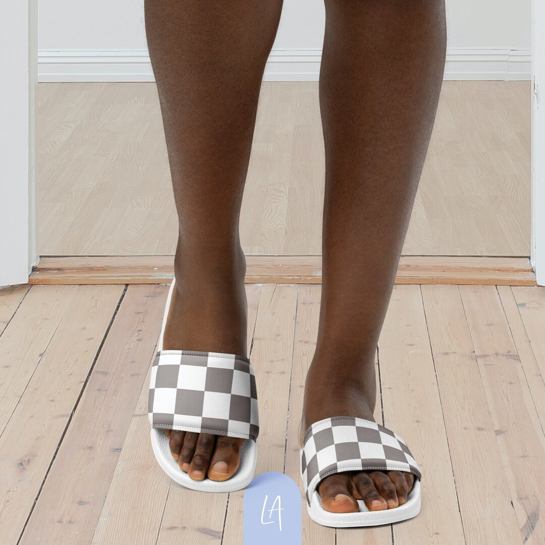 Slide Sandals | Checkerboard Pattern Design | Summer Beach Sandals ...