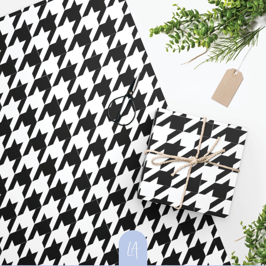Wrapping Paper Roll | Houndstooth Print Pattern | Great for Christmas ...